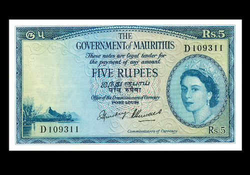 Reproduction Rare Government of Mauritius 5 Rupees 1954 Banknote ...