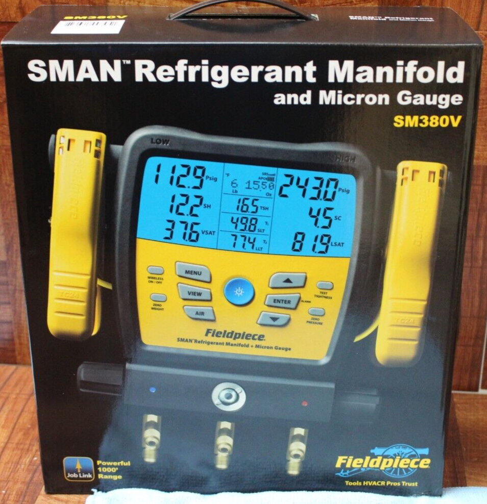 Fieldpiece SM380V 3-port SMAN Refrigerant Manifold With Micron Gauge ...