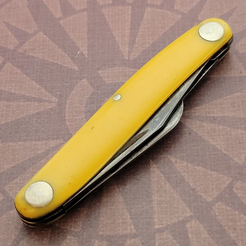 Kabar Birdseye Maple Stockman Knife USA Yellow Synthetic Handles CS ...