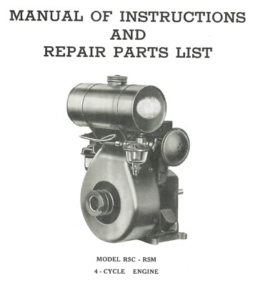 Lauson Model RSC RSM 4 Cycle Engine Owner's Manual & Repair Parts List ...