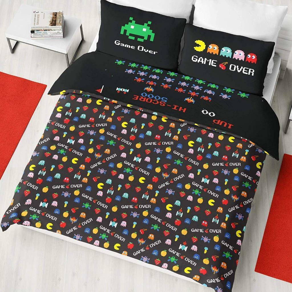 Retro Games Double Duvet Cover Set Pacman Space Invaders