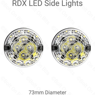 2 RDX LED 73mm Front Side Lights For Land Rover Defender 90 110 Kit ...