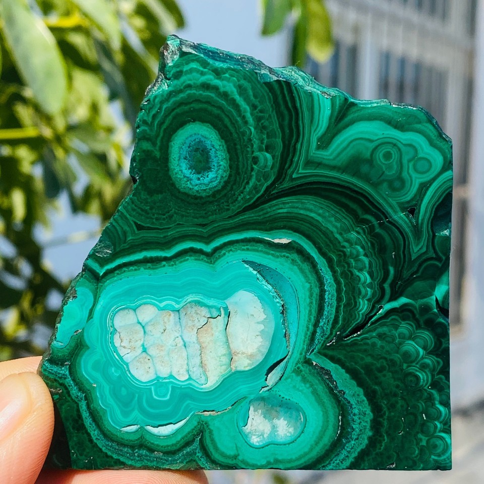 90g Natural Malachite Slices Quartz Crystal Mineral Specimens Reiki ...