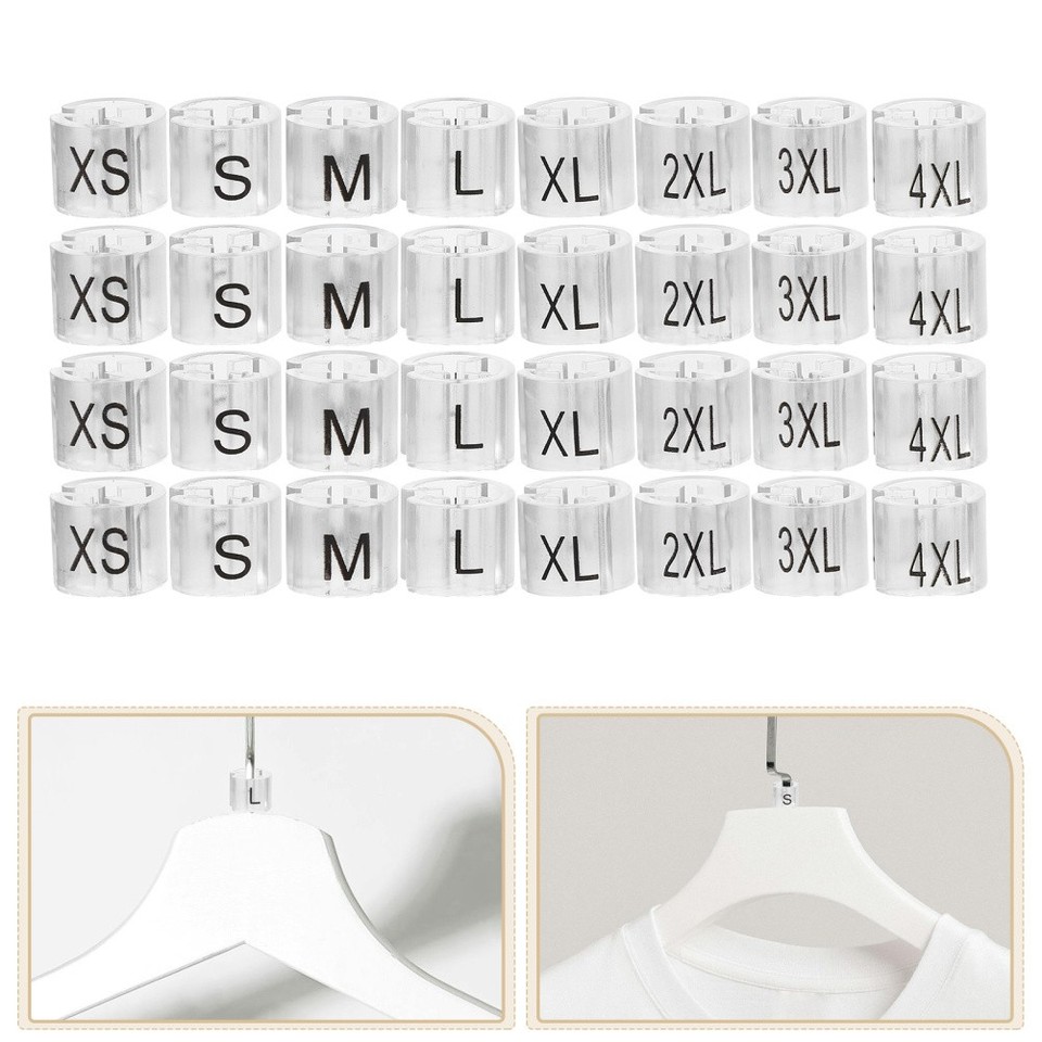 160 Pcs Size Tags for Clothing Racks Labels Clips Hanging with Hooks | eBay