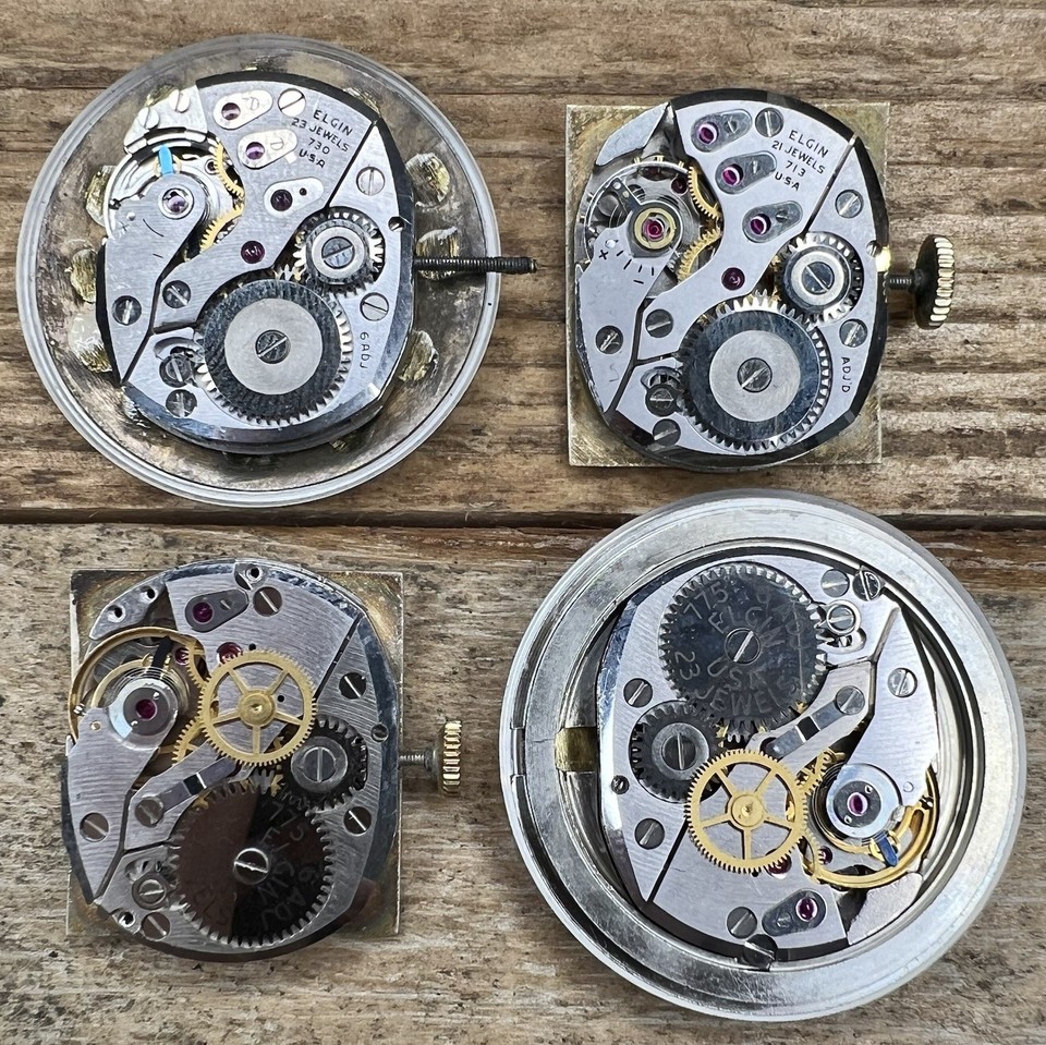 Mens Elgin Wrist Watch Movements - Grade 713, 730, 775 - 21, 23 Jewels ...