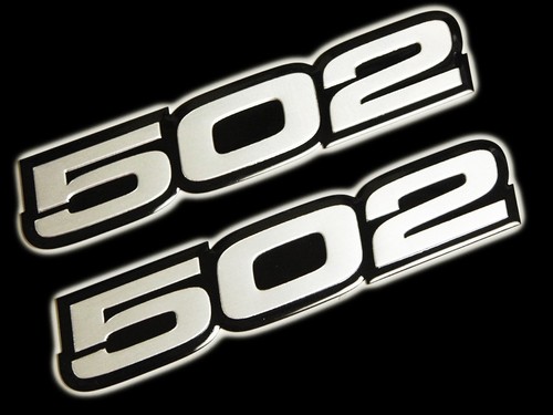 VMS 2 CHEVY 502 CI CUBIC INCH ENGINE HO BIG BLOCK ALUMINUM EMBLEMS ...
