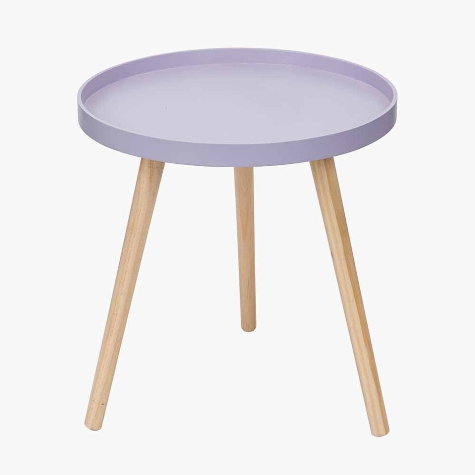 Lavender Round Scandi Wooden End Tables For Living Room Tripod Legs ...