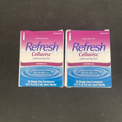 Lot 2 Refresh Celluvisc Lubricant Eye Gel Drops, Single-Use Containers ...
