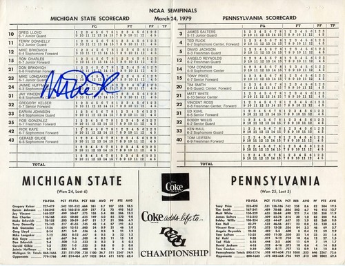 MAGIC JOHNSON & LARRY BIRD Signed 1979 Final 4 Scorecard Auto Graded ...