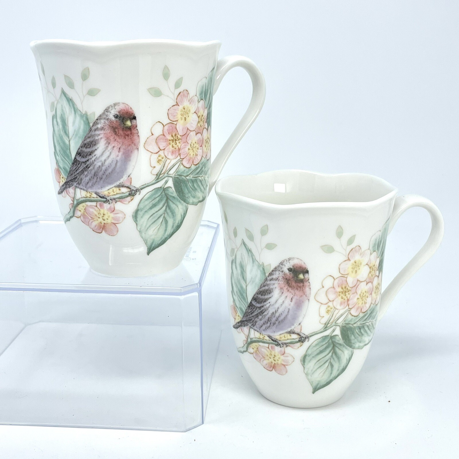 Lenox Butterfly Meadow Flutter Bird Red Poll Finch Cup Mug Set of 2 | eBay