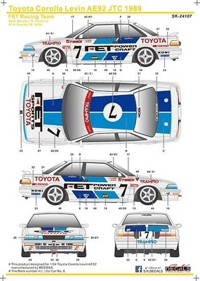 Sk Decal 1/24 Toyota Corolla Levin Ae92 Gr.A Jtc 89 Fet Racing Team | eBay