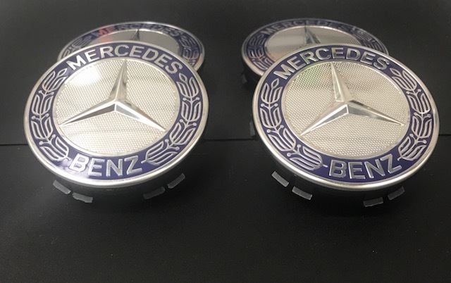 Genuine Mercedes Benz Blue Alloy Wheel Hub Caps x 4 A1714000125 A B C E ...