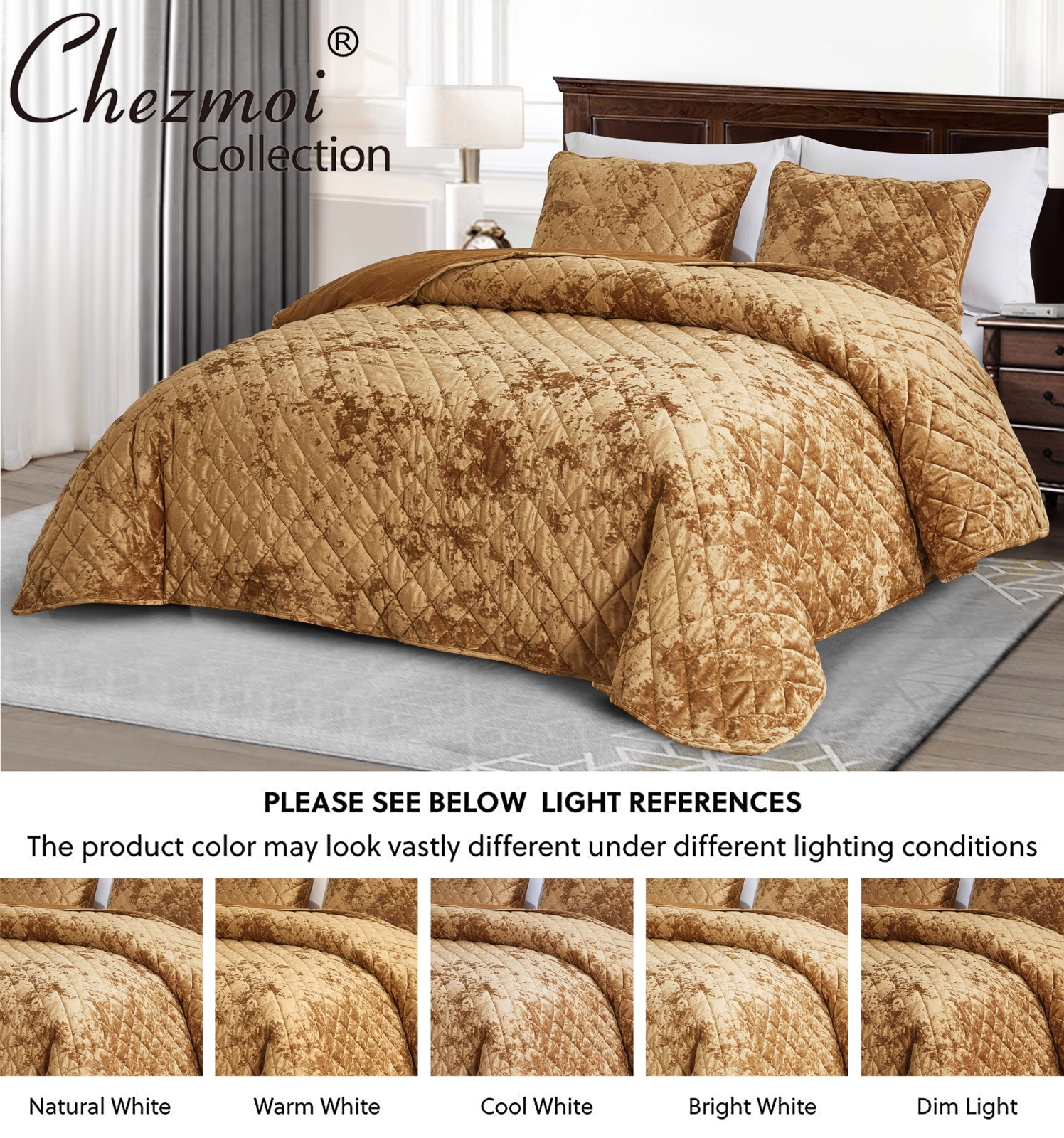 Chezmoi Collection Lux 3-Piece Diamond Stitch Plush Distressed Velvet ...