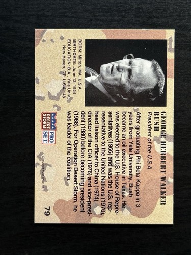 1991 Pro Set Desert Storm George H. Bush Rookie President | eBay