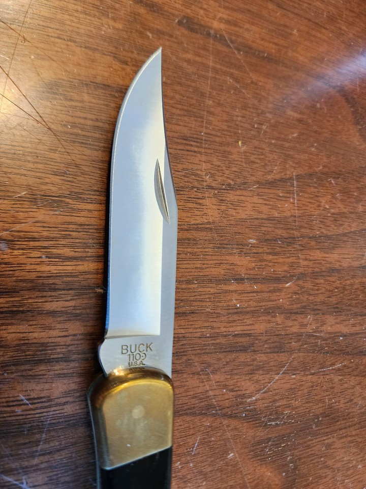 Buck Knife 110 Folding Hunter Lock-back Knife, Brass Bolster with two ...
