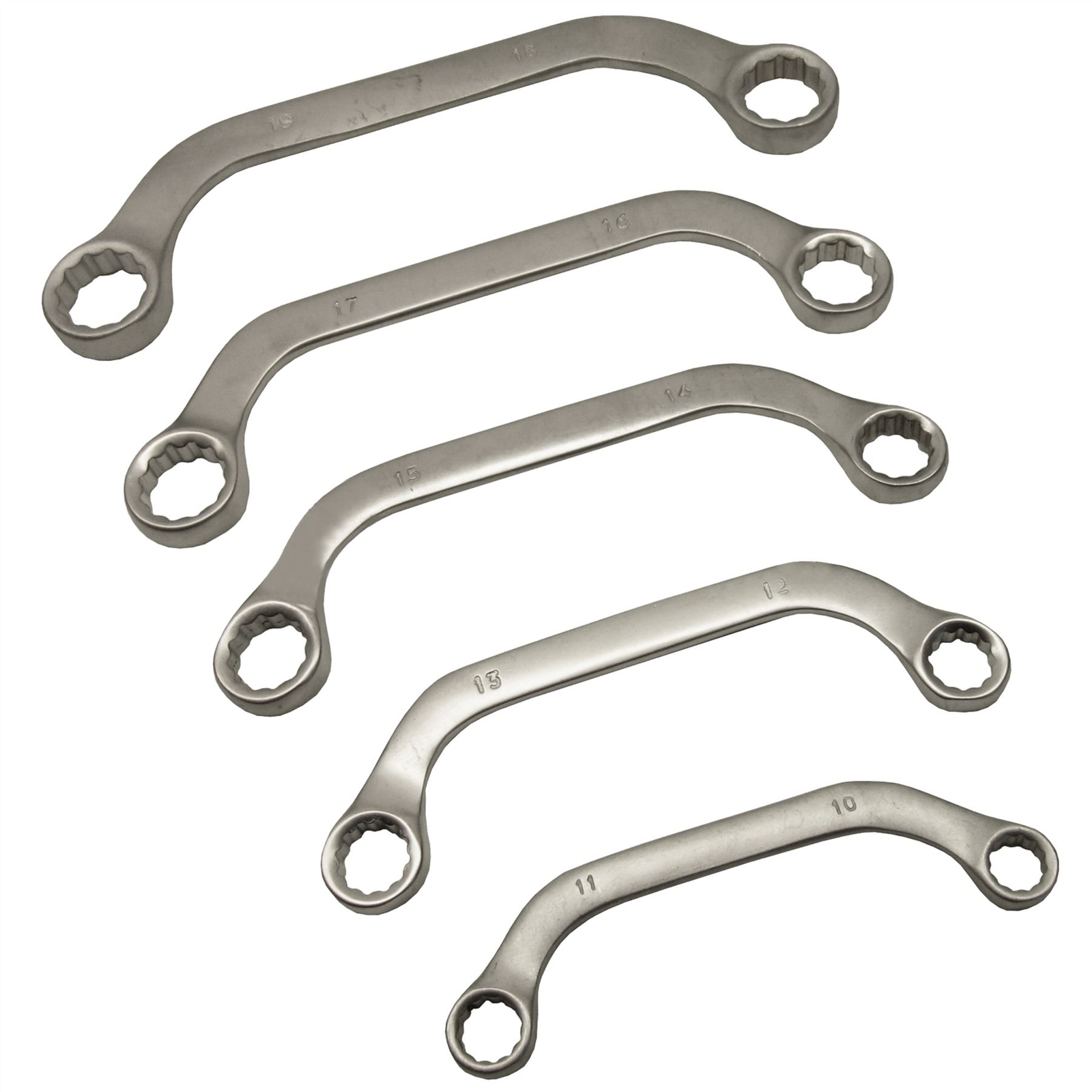 Half Moon Ring Spanners 5pc Metric Sizes 10-19mm Obstruction Bend C ...