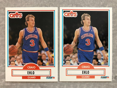 (2) 1990 Fleer CRAIG EHLO "No Line" Error & Corrected NBA Basketball ...