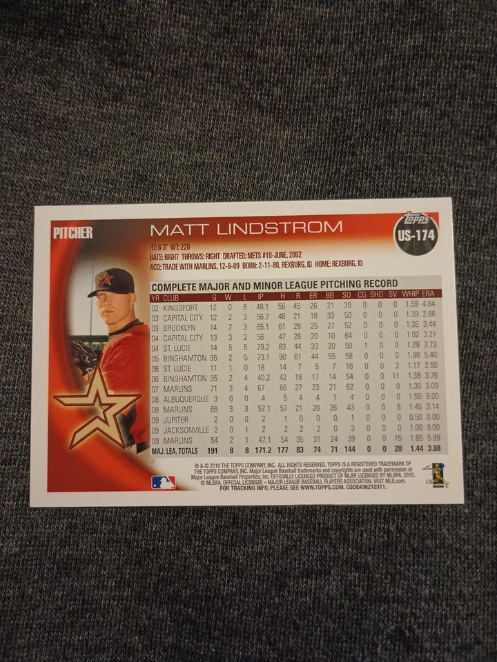 2017 2010 MATT LINDSTROM TOPPS UPDATE US-174 GOLD REDISCOVER TOPPS ...