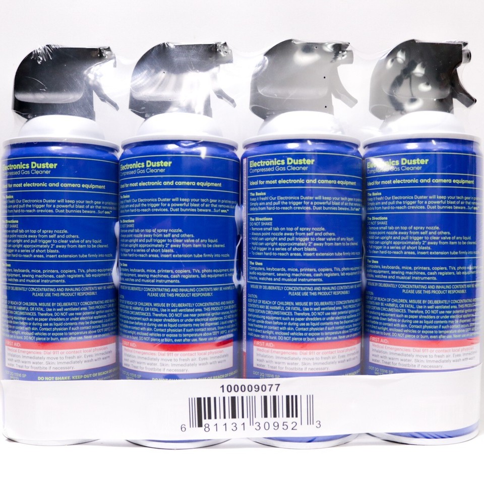 Surf Onn. Electronics Duster Compressed Gas Cleaner 4 Pack - Brand New ...