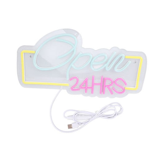Open 24 Hours Neon Sign Bright Adjustable USB Lighting For Shops | eBay ...