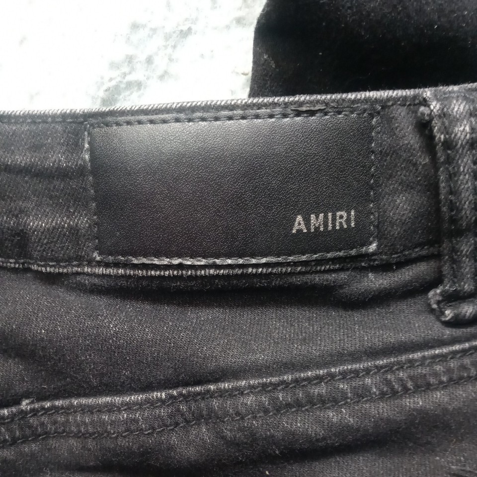 Amiri Cherub Black Denim Skinny Jeans Distressed Ripped Torn Faded Mens ...
