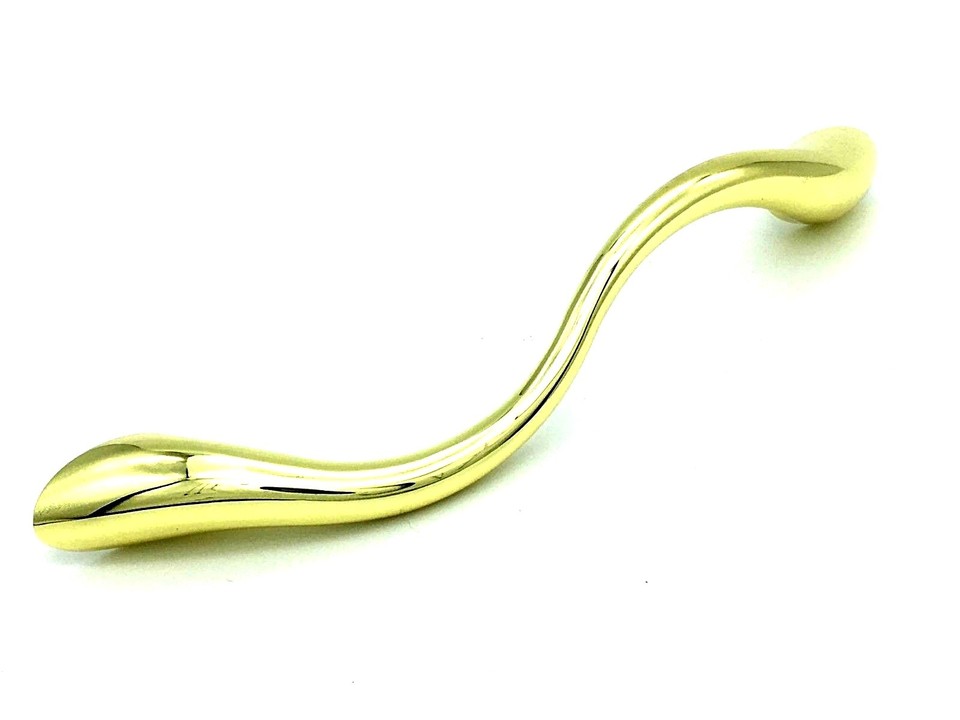 WAVY HANDLES 128mm polished brass cupboard door cabinet drawer pull ...