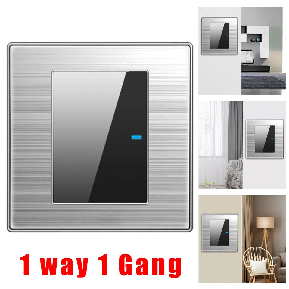 86mm Mirror Stainless Steel Switch Panel LED Wall Light Switch 1 2 3 ...