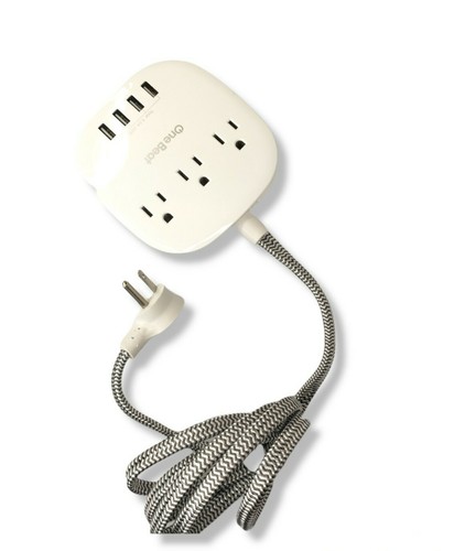 One Beat Desktop Power Strip w/3 Outlet 4 USB Ports 4.5A Flat Plug and ...
