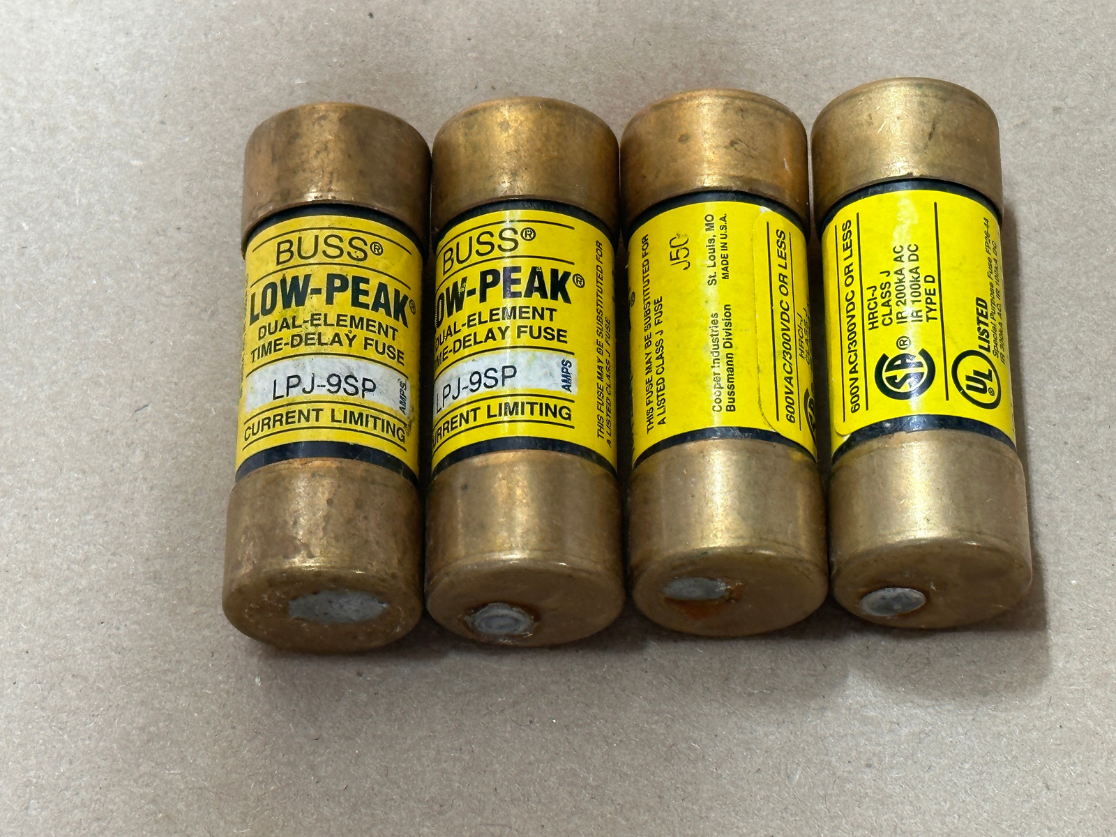 4x Pack Lot LPJ-9SP Dual-Element Time-Delay 600VAC 300VDC 9A 600V Low ...