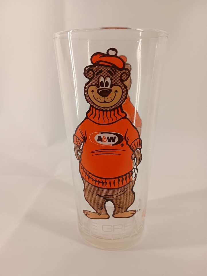 Vintage 1970's A&W Root Beer "The Great Root Bear" Drinking Glass 16oz ...