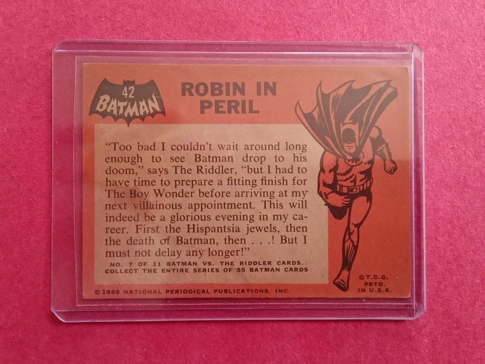 1966 Topps Batman Black Bat #42 Robin In Peril 7/11 Batman vs The ...