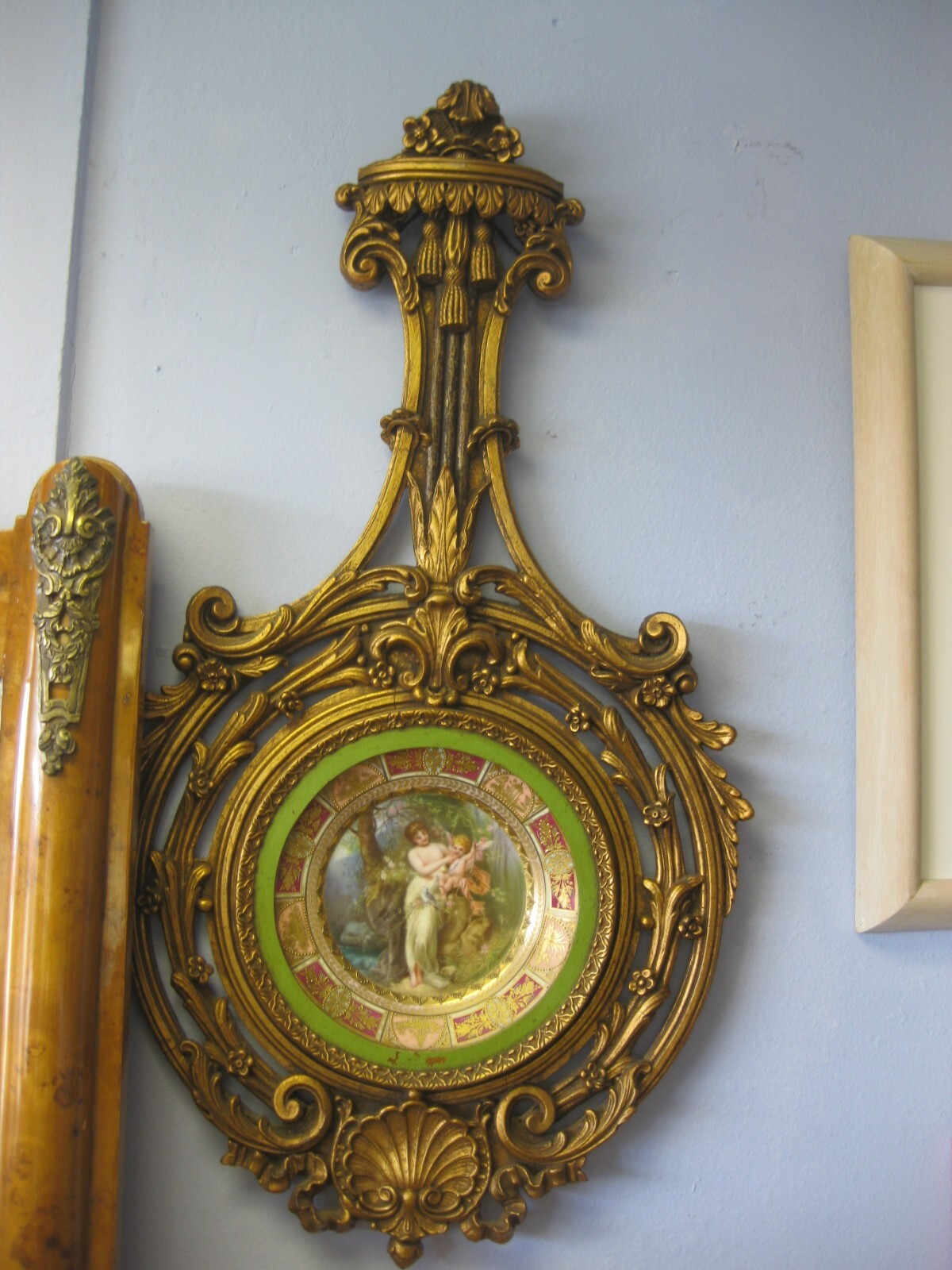 Royal Vienna porcelain plate, Ackerman & Fritze, antique wooden frame ...