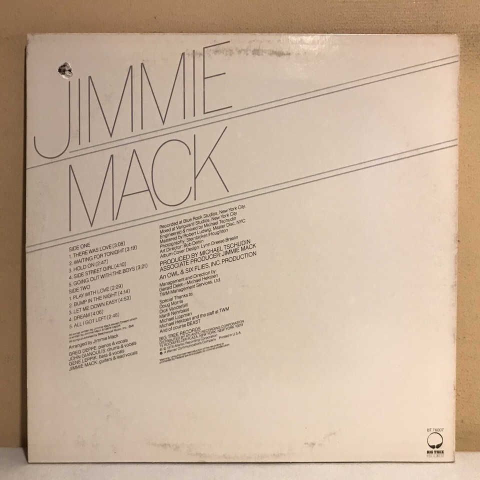 Jimmie Mack-Self Titled LP 1978 Big Tree Records BT 76007 VG+/EX | eBay