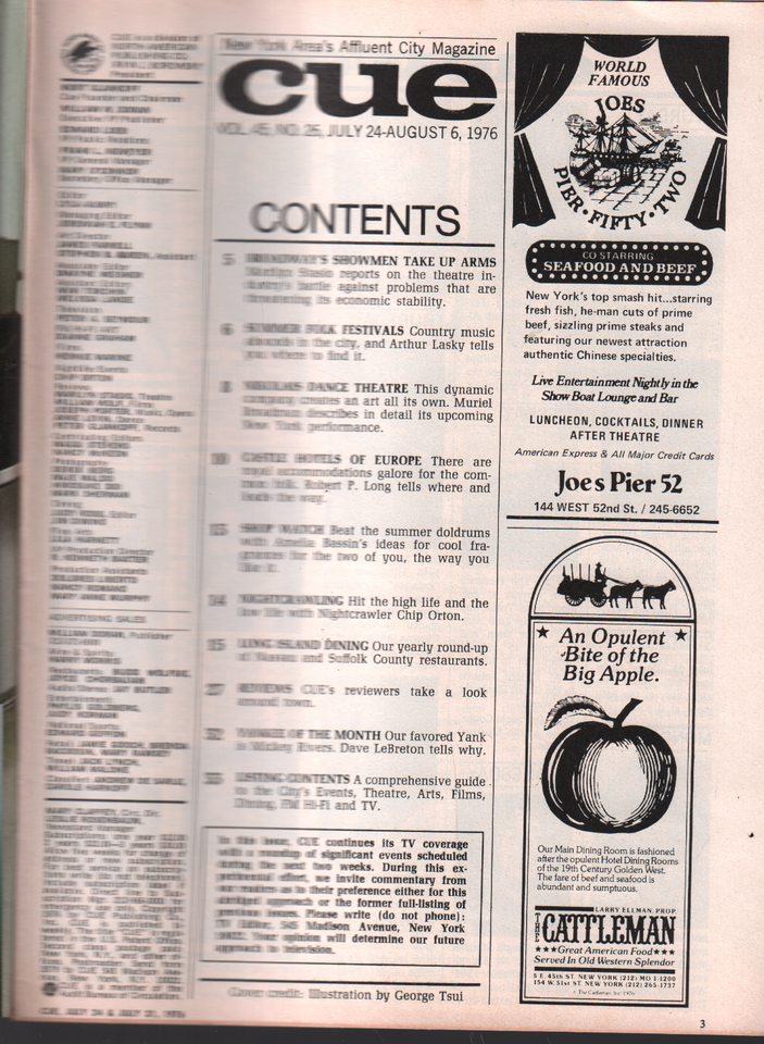 New York Cue Magazine August 6 1976 Marilyn Stasio 060820AME | eBay