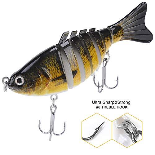 Lifelike Fishing Lures for Bass, Trout, Walleye, Predator Fish 7 Joints ...