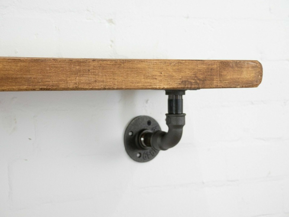 Steel Pipe Industrial Shelf Brackets Curved Style (Pair of Brackets ...