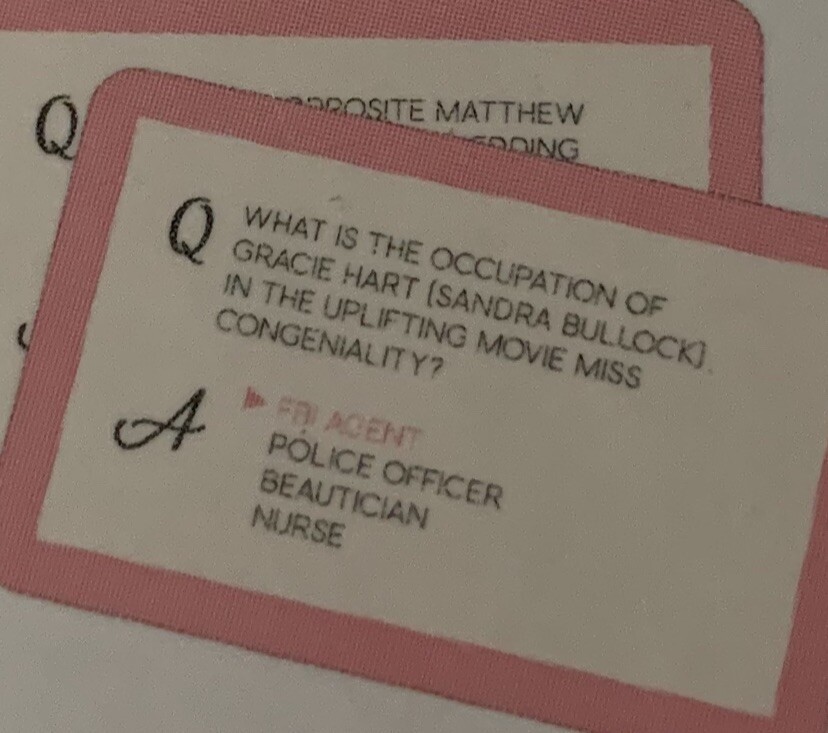 Chick Flick Trivia Girls Night Card Game Romantic Classics Modern Day ...