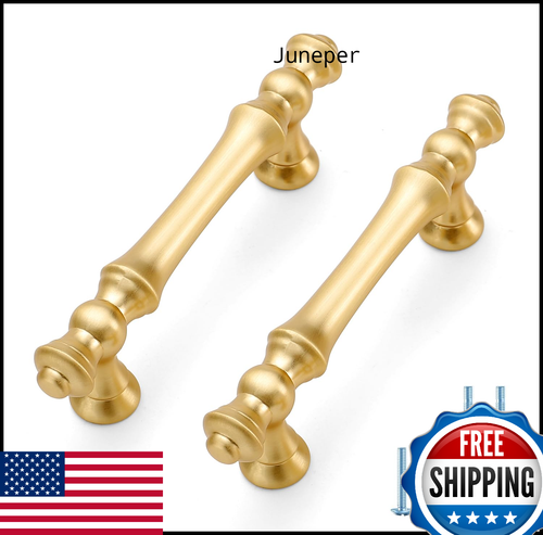 Joy Decor 10 Pack Brass Kitchen Cabinet Handles 3 inch Zinc Gold Drawer ...