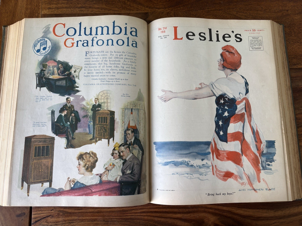Compendium of Bound WWI Leslie's Magazines James Montgomery Flagg Uncle ...
