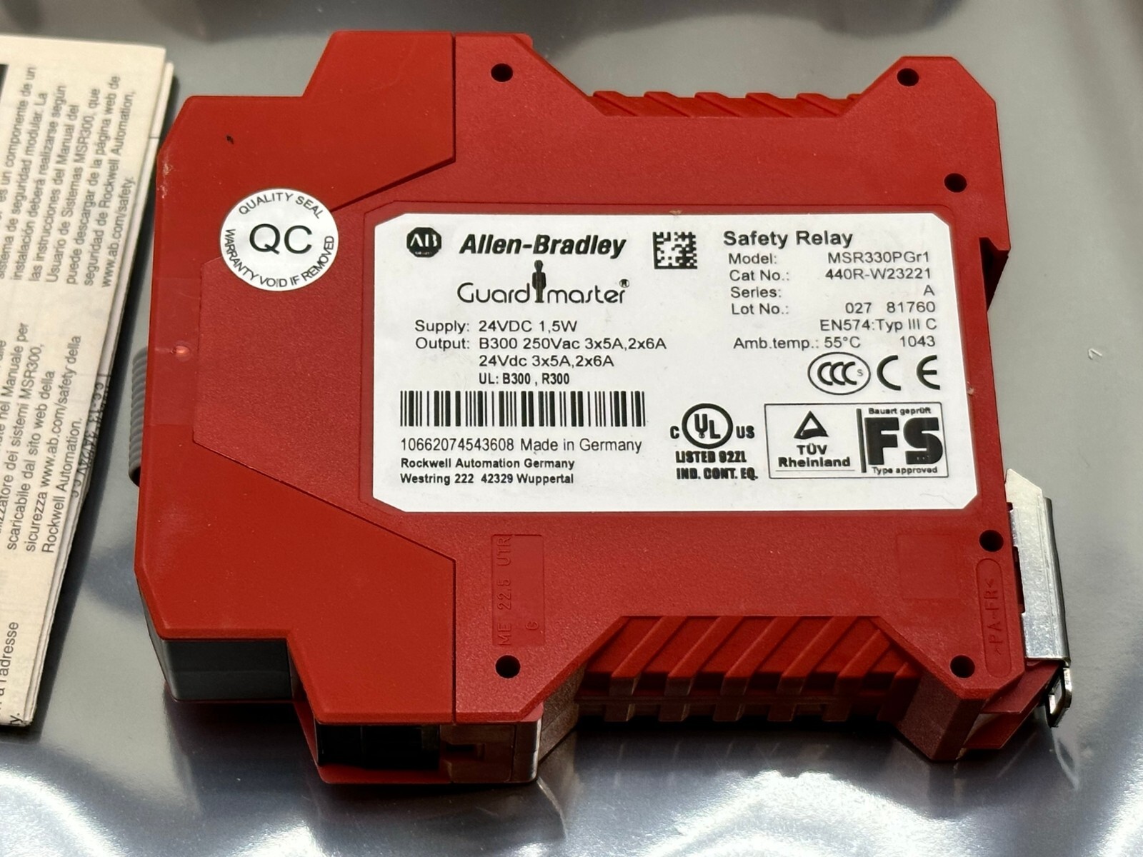 Allen-Bradley 440R-W23218 Safety Relay Input Expansion Module - Red ...