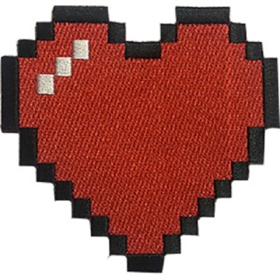 Video Games Bitmap Heart - Sew Iron on, Original Artwork - Patch - 2.5 ...