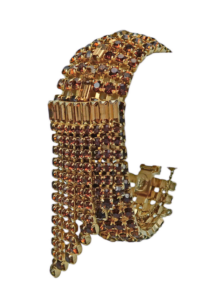 Vintage Signed Alice Caviness Topaz Rhinestone Bracel… - Gem