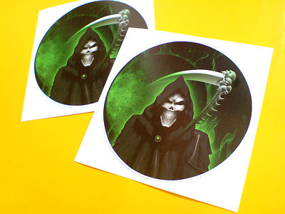 GRIM REAPER Circular Car Motorcycle Stickers Decals 1 pair 85mm | eBay