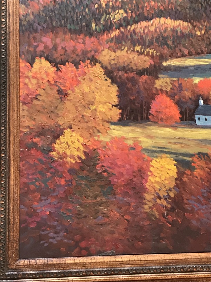 Barry NEHR Landscape Painting Oil VTG Pennsylvania Autumn New England ...