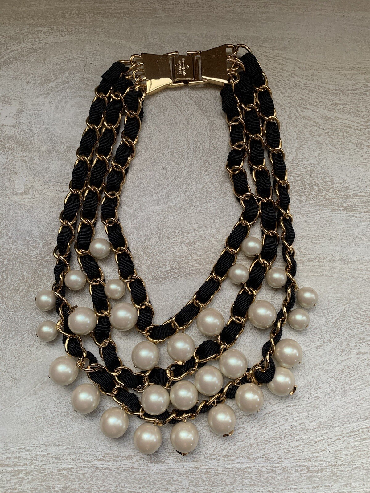 KATE SPADE FRENCH TWIST TWEED TRIPLE STRAND NECKLACE MINT CONDITION GR8 ...