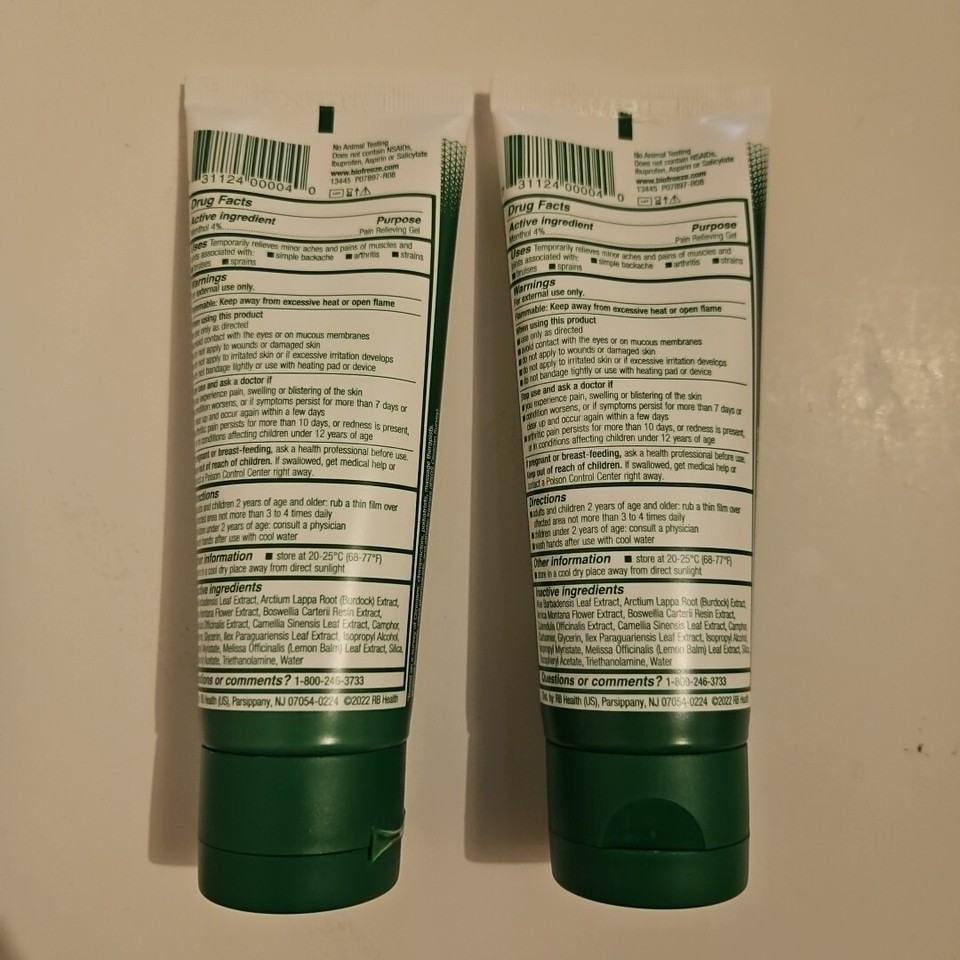 BioFreeze Menthol Pain Relief Colorless Gel 3oz X2 Exp 2027+ | eBay