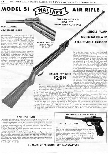 1953 Print Ad of Walther Model 51 Air Rifle Pellet Gun | eBay