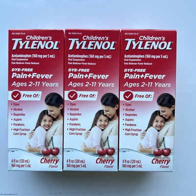 Children's Liquid Tylenol Dye free Cherry Flavor 3 Pack EXP08/25 | eBay