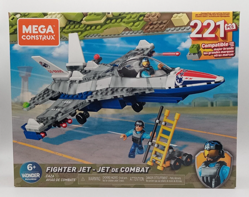 Mega Construx Bricks Fighter Jet Building Set - 2 Figures 221 Pieces ...