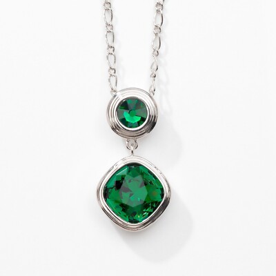 Touchstone Crystal by Swarovski Finish Line Necklace Green Rhodium ...